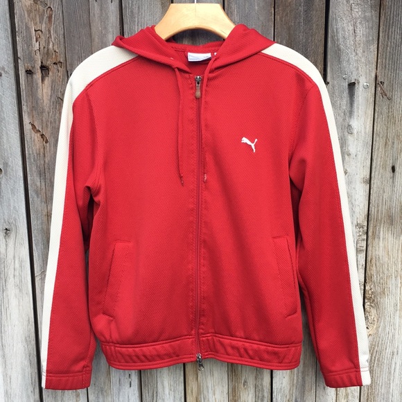 Puma | Jackets & Coats | Vintage Y2k Puma Hooded Track Jacket Red Xl ...
